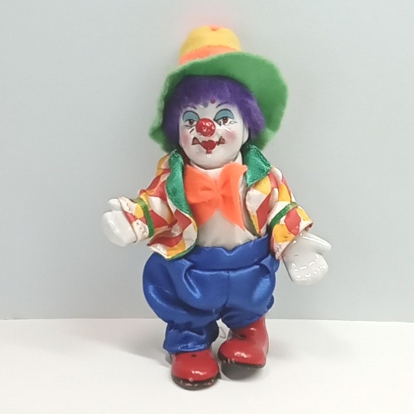 unknown | Toys | New Listing Vintage Porcelain Bendable Stuffed Clown ...